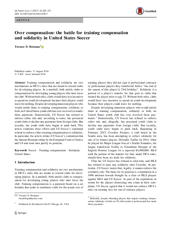 (PDF) Over compensation: the battle for training compensation and ...