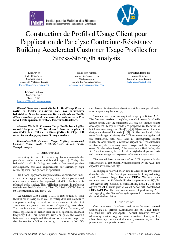 (PDF) Building Accelerated Customer Usage Profiles for Stress-Strength analysis