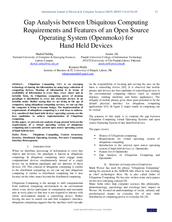 (PDF) Gap Analysis between Ubiquitous Computing Requirements and ...