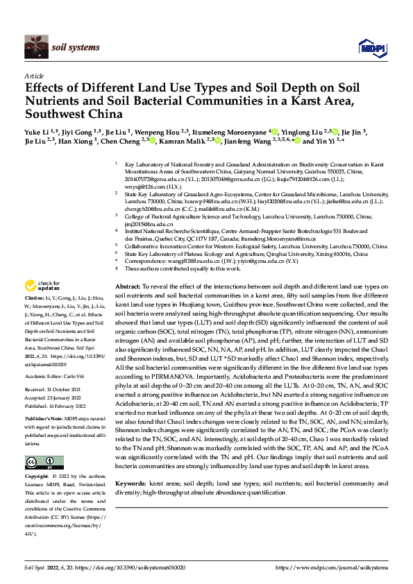 (PDF) Effects of Different Land Use Types and Soil Depth on Soil ...