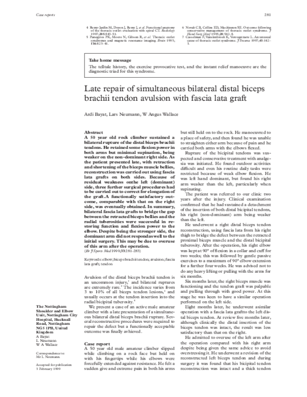 (PDF) Late repair of simultaneous bilateral distal biceps brachii ...