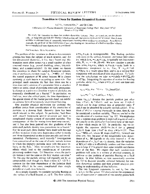 (PDF) Transition to chaos for random dynamical systems