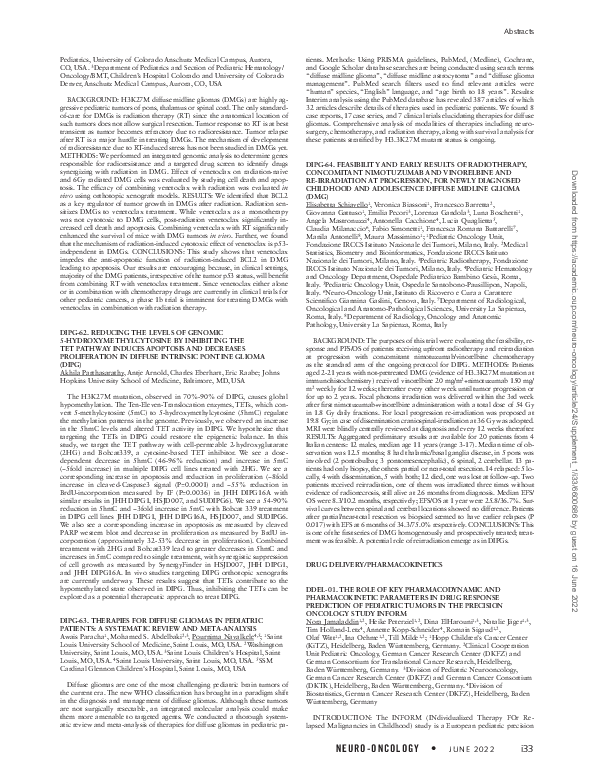 (PDF) DIPG-63. Therapies for diffuse gliomas in pediatric patients: a ...