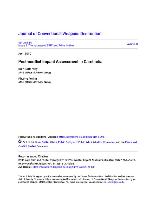 (PDF) Post-conflict Impact Assessment in Cambodia