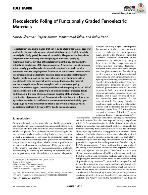 (PDF) Flexoelectric Poling of Functionally Graded Ferroelectric Materials
