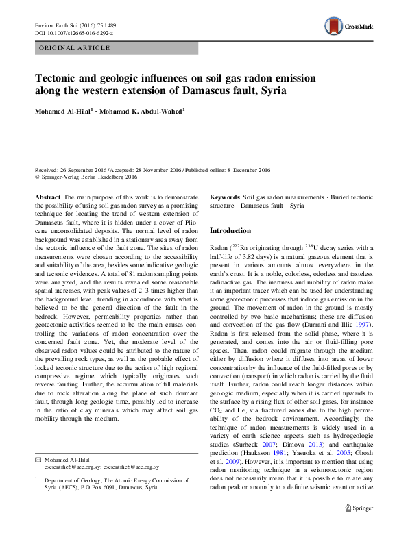 (PDF) Tectonic and geologic influences on soil gas radon emission along ...