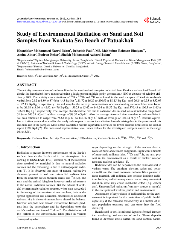(PDF) Study of Environmental Radiation on Sand and Soil Samples from ...