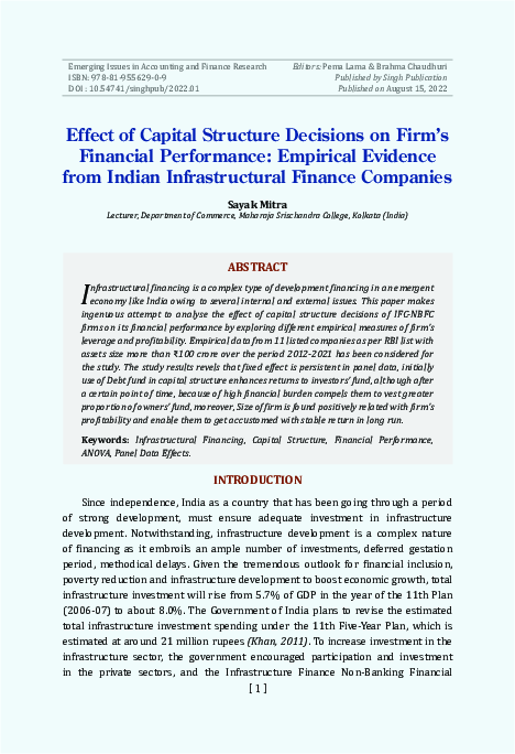 (PDF) Effect of Capital Structure Decisions on Firm's Financial Performance: Empirical Evidence ...