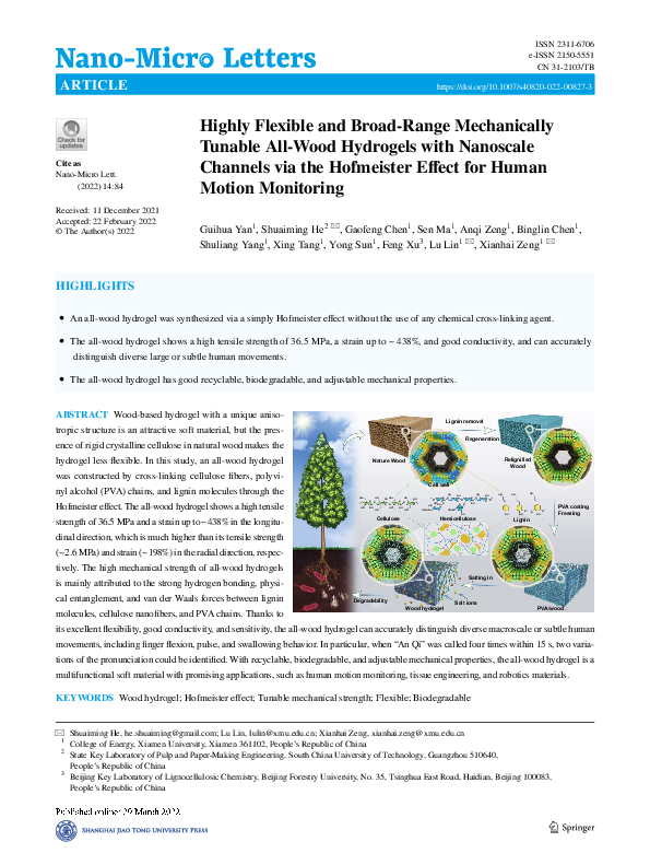 (PDF) Highly Flexible and Broad-Range Mechanically Tunable All-Wood ...