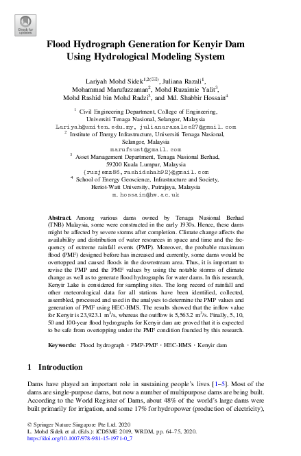 (PDF) Flood Hydrograph Generation for Kenyir Dam Using Hydrological Modeling System | Shabbir ...