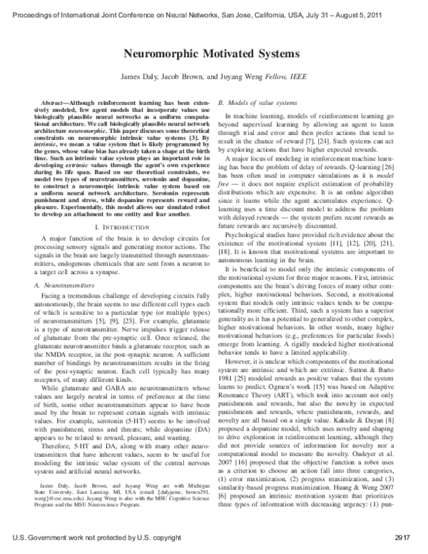 (PDF) Modeling Neuromorphic Intrinsic Value Systems