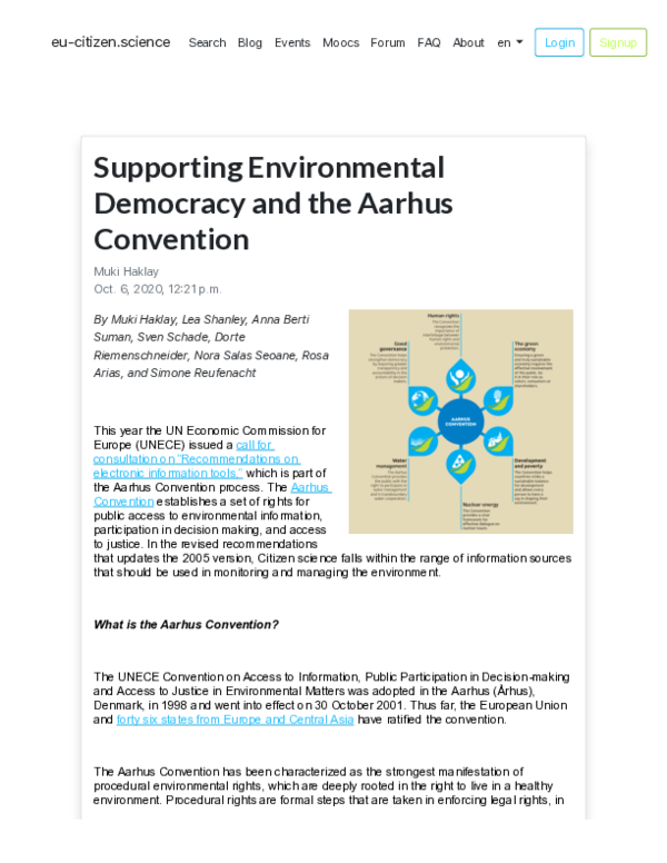 (PDF) Supporting environmental democracy and the Aarhus Convention