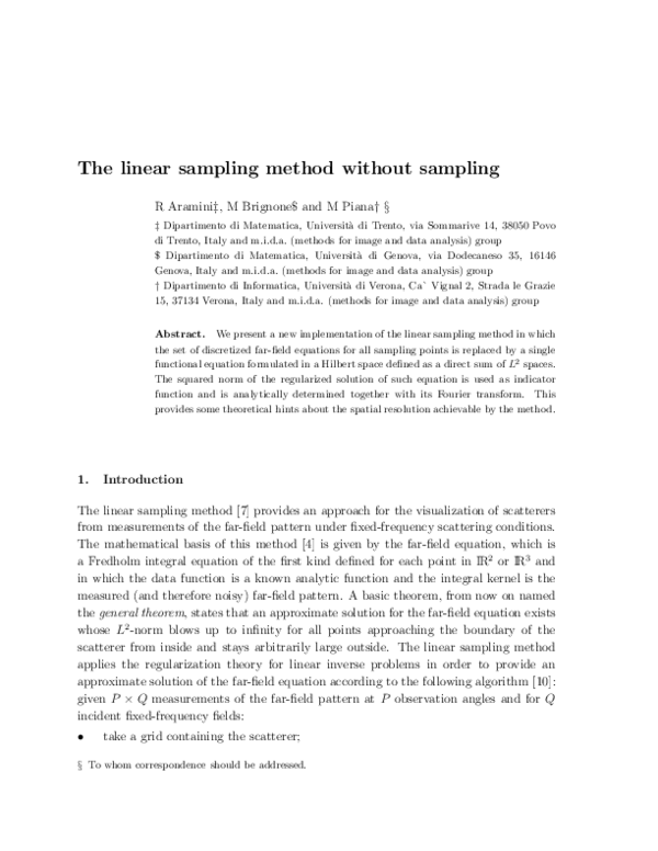 Pdf The Linear Sampling Method Without Sampling