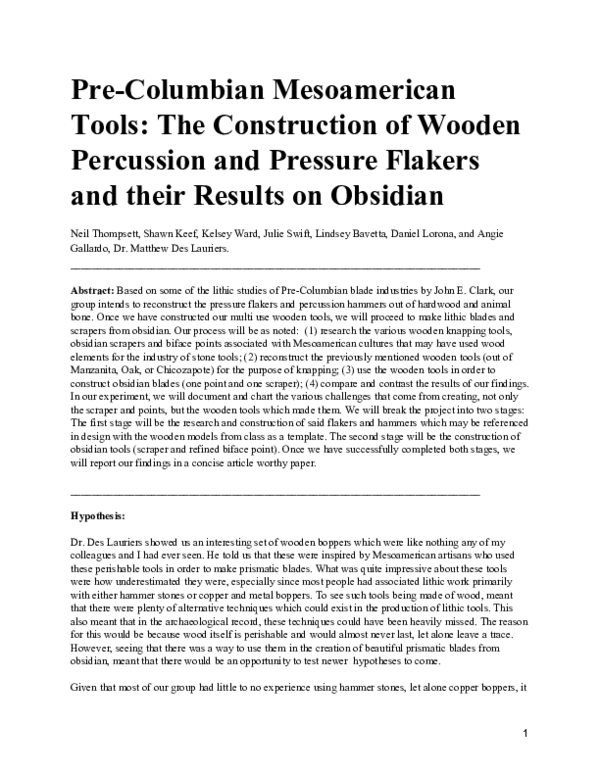 (PDF) Pre-Columbian Mesoamerican Tools: The Construction of Wooden ...
