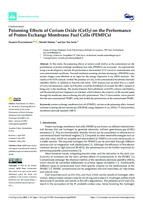 (PDF) Poisoning Effects of Cerium Oxide (CeO2) on the Performance of ...