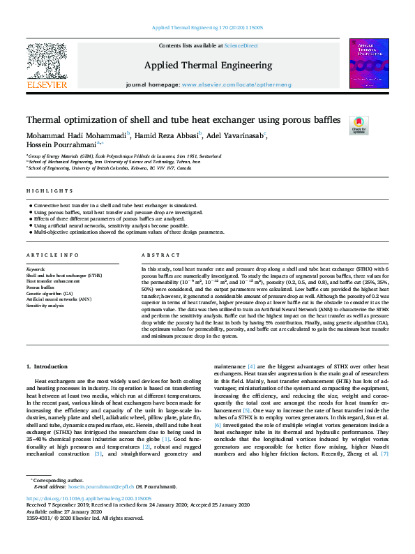 (PDF) Thermal optimization of shell and tube heat exchanger using ...