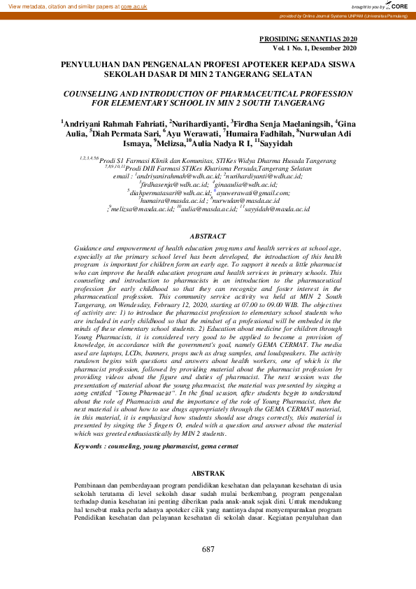 (PDF) Penyuluhan Dan Pengenalan Profesi Apoteker Kepada Siswa Sekolah ...