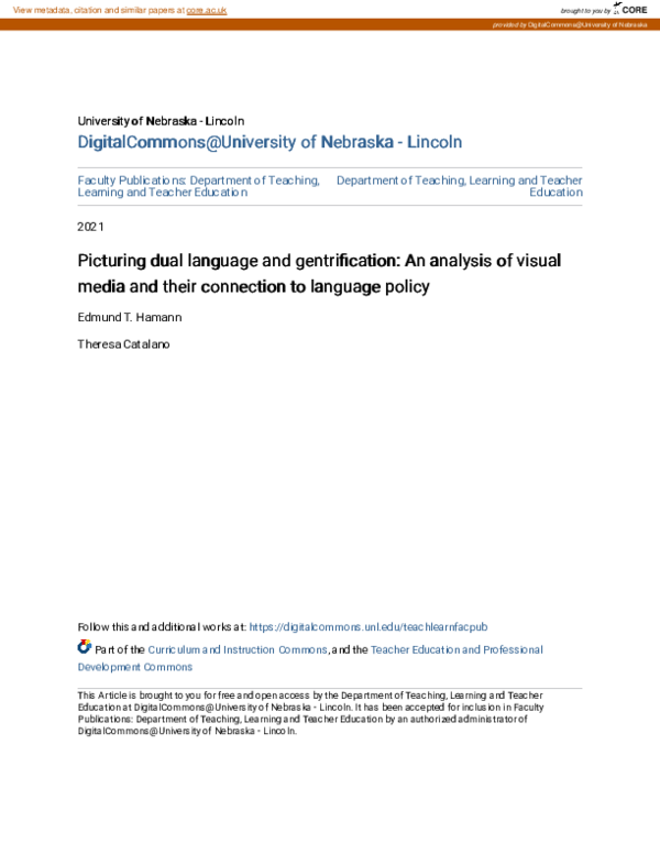 (PDF) Picturing dual language and gentrification: an analysis of visual media and their ...