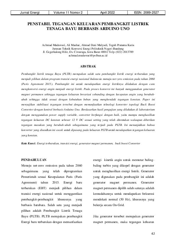 (PDF) Penstabil Tegangan Keluaran Pembangkit Listrik Tenaga Bayu ...