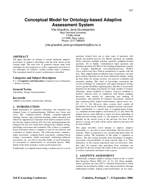 (PDF) Conceptual Model for Ontology-based Adaptive Assessment System