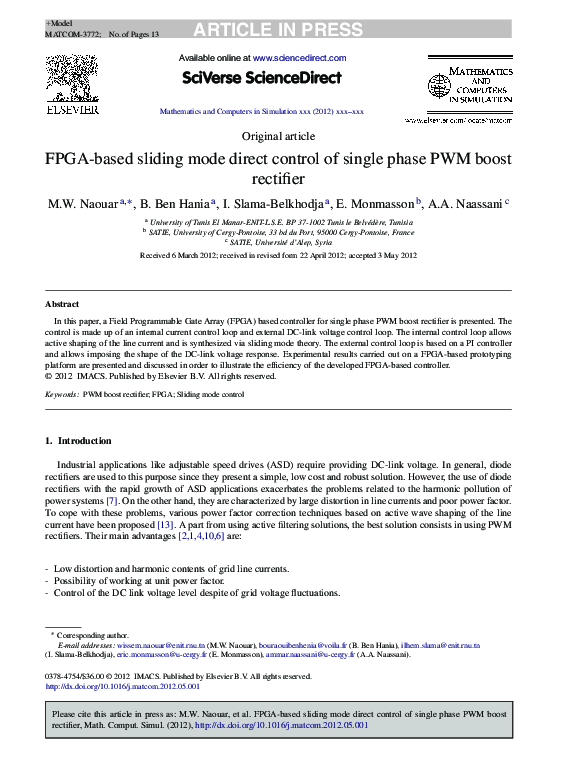 Pdf Fpga Based Sliding Mode Direct Control Of Single Phase Pwm Boost