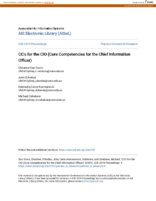(PDF) CC's for the CIO (Core Competencies for the Chief Information ...