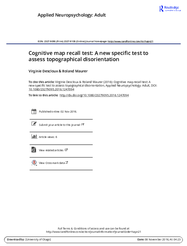 (PDF) Cognitive map recall test: A new specific test to assess ...