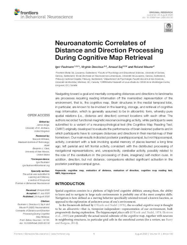 (PDF) Neuroanatomic Correlates of Distance and Direction Processing ...