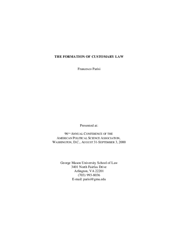 (PDF) The Formation of Customary Law