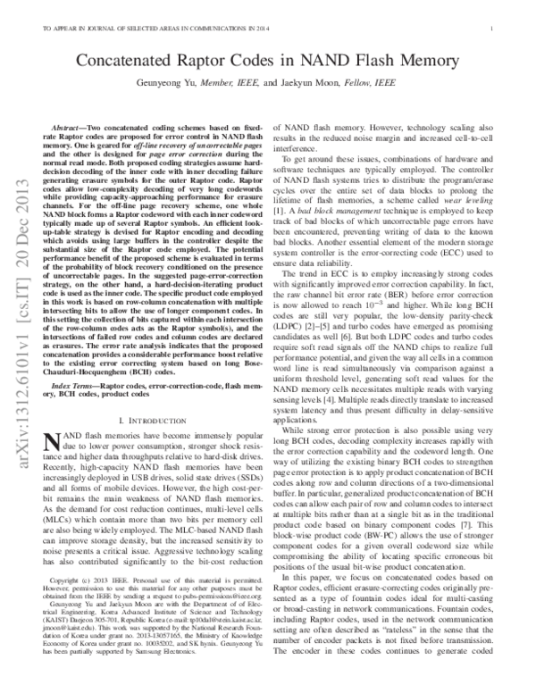 (PDF) Concatenated Raptor Codes in NAND Flash Memory
