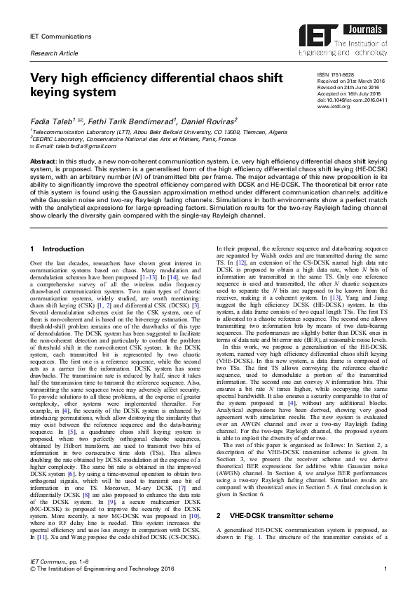 (PDF) Very high efficiency differential chaos shift keying system (PDF) Very high efficiency differential chaos shift keying system