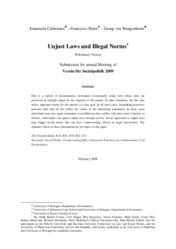 (PDF) Unjust laws and illegal norms