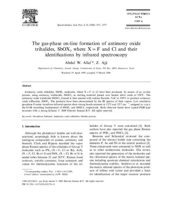 (PDF) The gas-phase on-line formation of antimony oxide trihalides ...