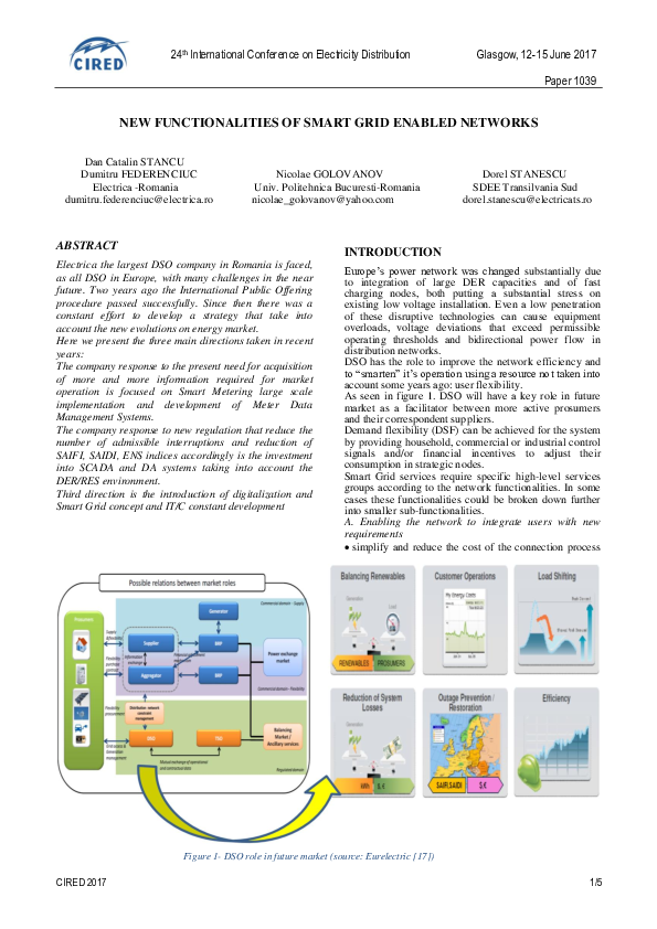 (PDF) New functionalities of smart grid-enabled networks