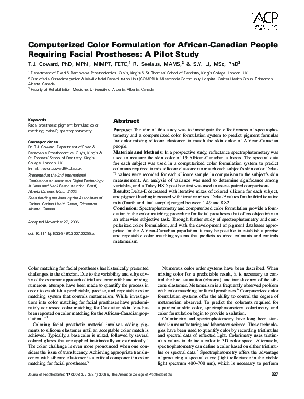 (PDF) Computerized Color Formulation for African-Canadian People ...