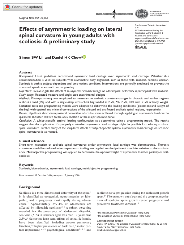 (PDF) Effects of asymmetric loading on lateral spinal curvature in ...