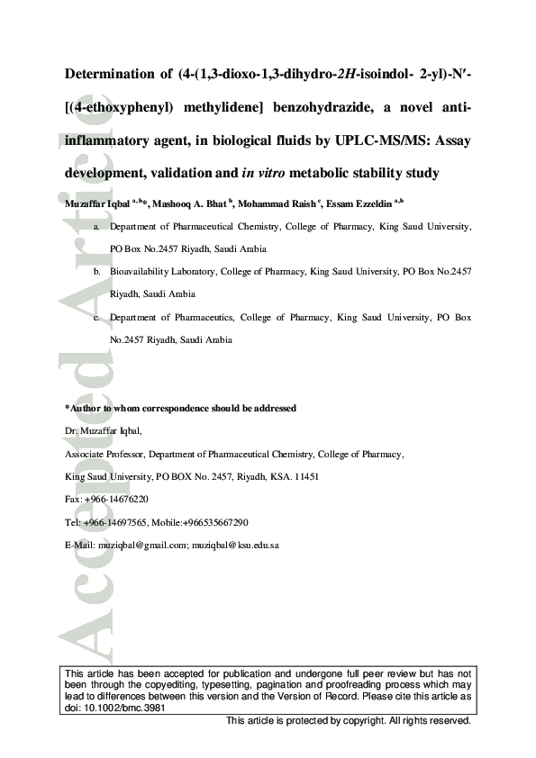 (PDF) Determination of (4-(1,3-dioxo-1,3-dihydro-2H-isoindol- 2-yl)-N'-[(4-ethoxyphenyl ...