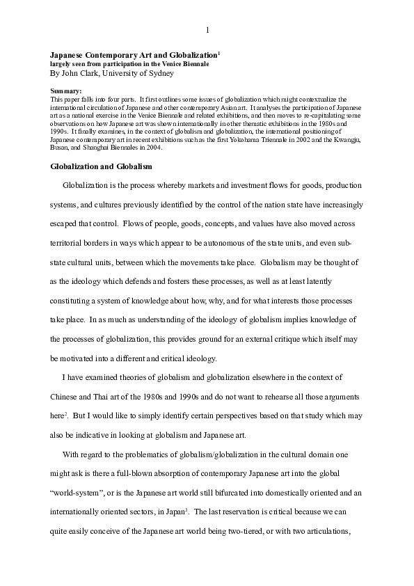 Japanese Contemporary Art and Globalization largely seen from ...