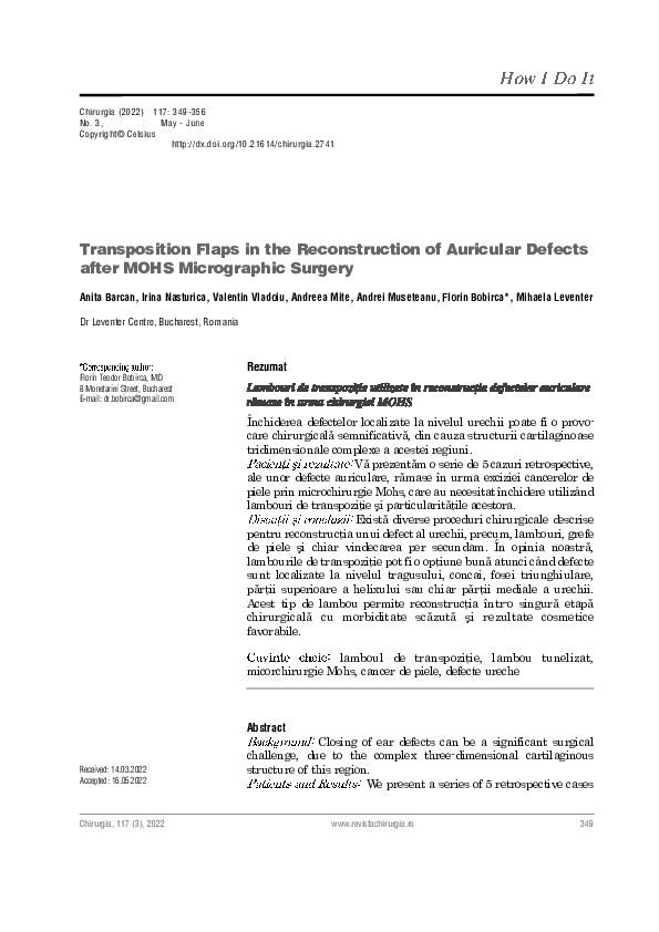 (PDF) Transposition Flaps in the Reconstruction of Auricular Defects ...
