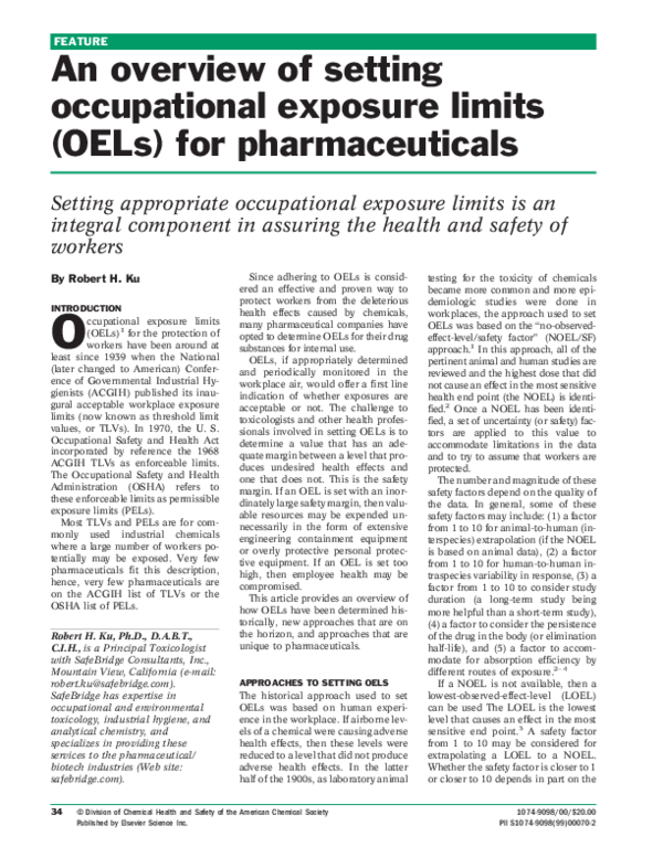 (PDF) An overview of setting occupational exposure limits (OELs) for ...