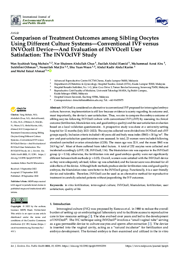 (PDF) Comparison of Treatment Outcomes among Sibling Oocytes Using ...