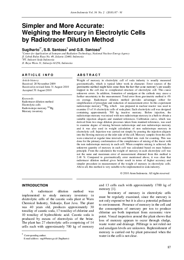 (PDF) Simpler and More Accurate: Weighing the Mercury in Electrolytic ...
