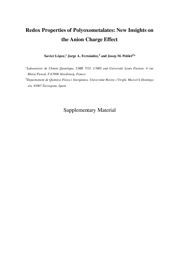 (PDF) Redox properties of polyoxometalates: new insights on the anion ...