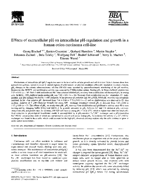 (PDF) Effects of extracellular pH on intracellular pH-regulation and ...