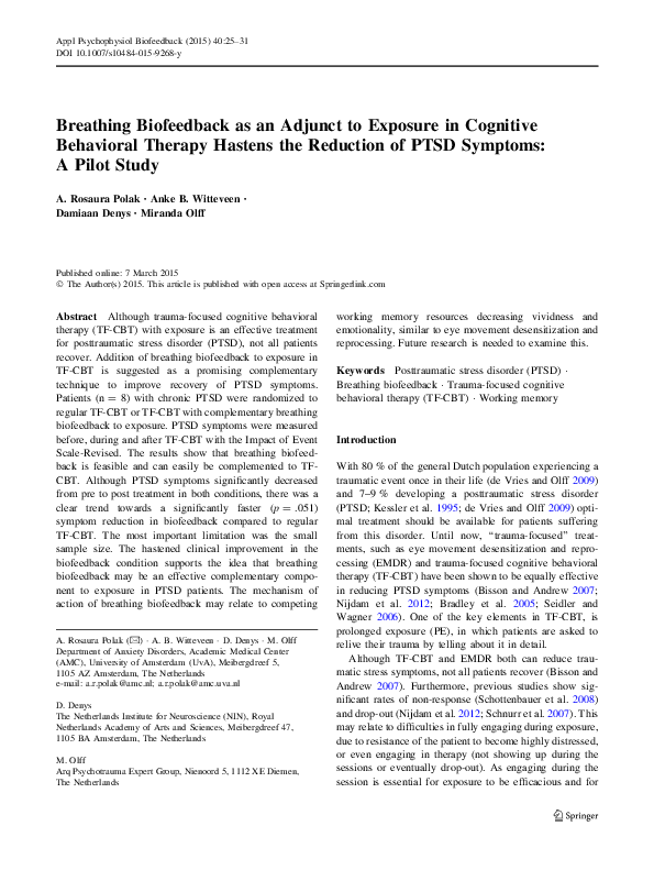 (PDF) Breathing Biofeedback as an Adjunct to Exposure in Cognitive ...