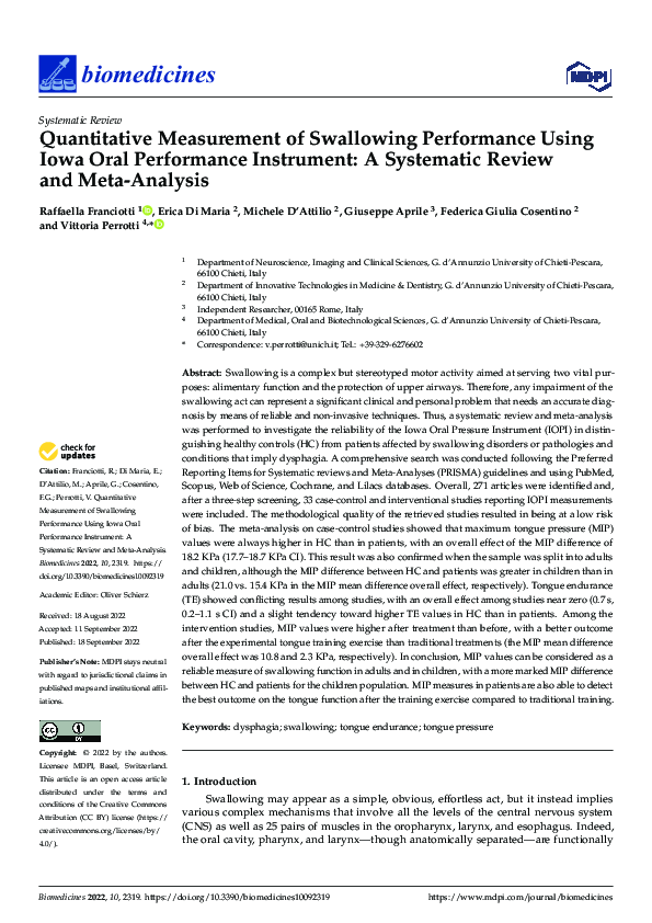 (PDF) Quantitative Measurement of Swallowing Performance Using Iowa ...
