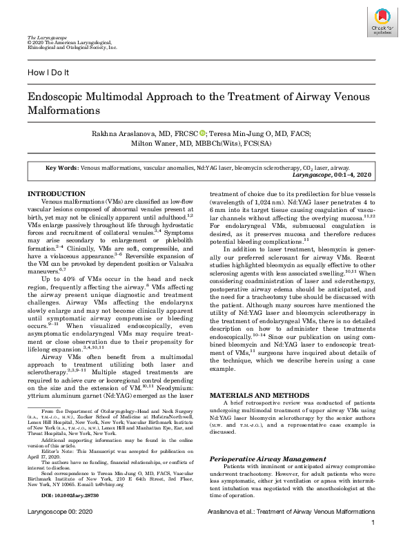 (PDF) Endoscopic Multimodal Approach to the Treatment of Airway Venous ...