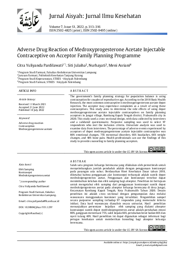 (PDF) Adverse Drug Reaction of Medroxyprogesterone Acetate Injectable ...