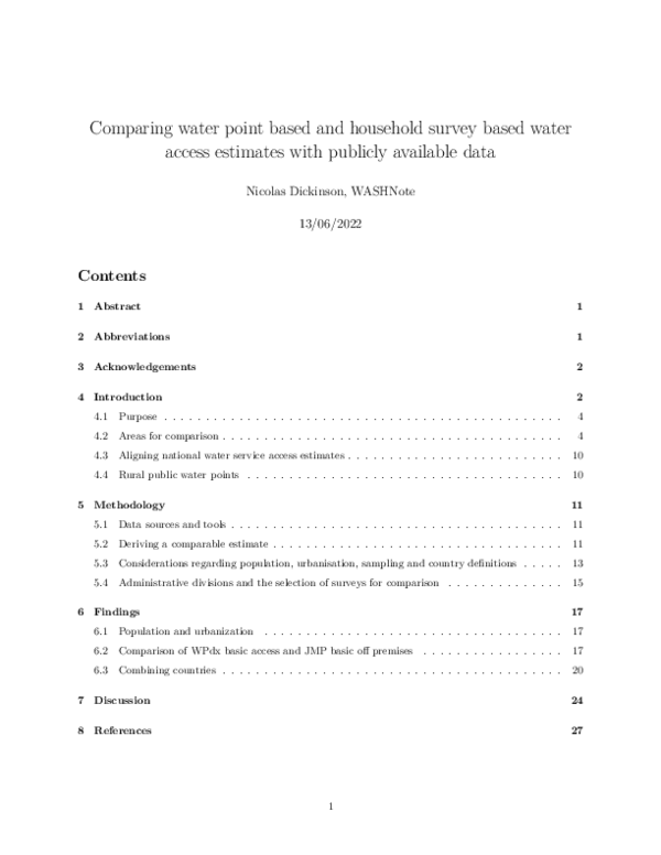 Comparing water point based and household survey based water access ...