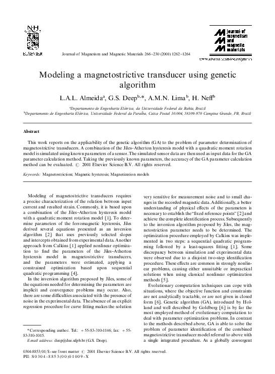 (PDF) Modeling a magnetostrictive transducer using genetic algorithm | Gurdip Deep - Academia.edu